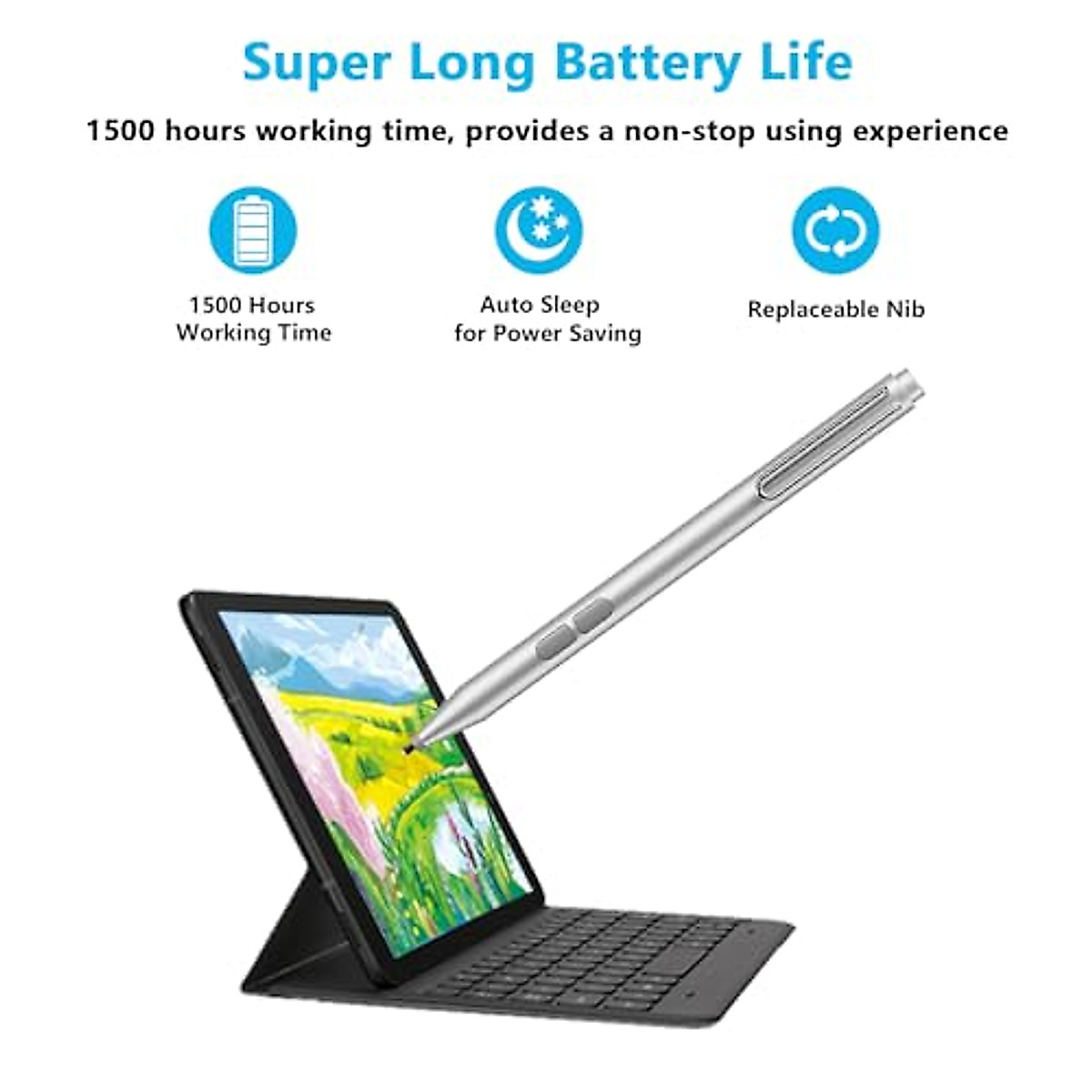 Active Stylus Pen for HP Envy/Specter/Pavilion x360 2-in-1 Touchscreen Laptop,Compatible with HP Envy x360 15/13,Envy x2 12, Envy 17,HP Spectre x360 15/13,Spectre x2 12,Pavilion x360 15/14/11 (Silver)