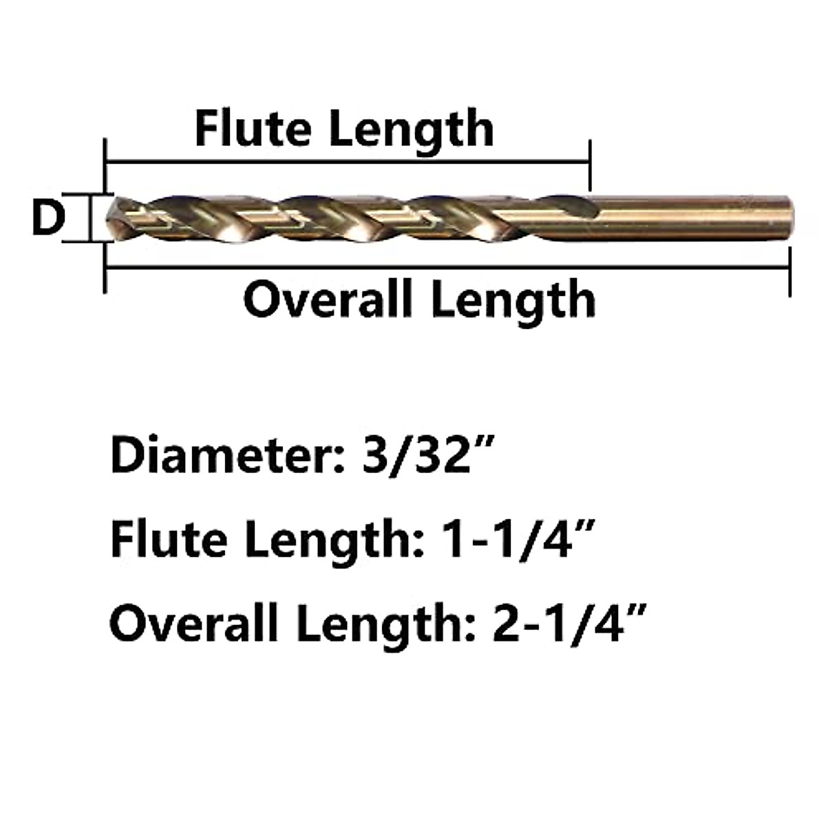 VALYRIANTOOL 3/32" Cobalt Drill Bits(20PCS), M35 HSSCO High Speed Steel Jobber Length Twist Drill Bit Set for Hardened Metal, Stainless Steel, Cast Iron, Plastic and Wood