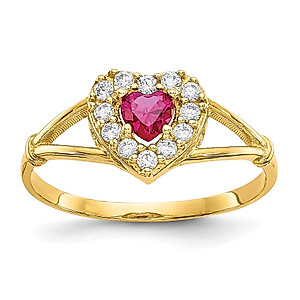 IceCarats 10K Yellow Gold Red White Cubic Zirconia CZ Heart Love Ring Size 8