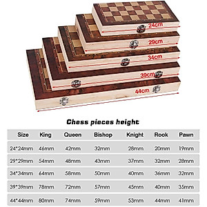 Wooden Chess Set Folding, 3 in 1 Wooden Chess Checkers Backgammon Set with Storage for Pieces - for Adults Beginners and Kids Aged 4+
