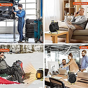 Outdoor Patio Heater, Portable Electric Garage Heaters with Thermostat, 3S Fast Heating, Super Long Cord, 3 Modes, Small Fan Heaters for Greenhouse, Indoor, Office, Outside, Tent, Outdoor Space Heater