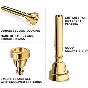 Cheerock 7C Trumpet Mouthpiece Brass Trumpet Mouthpiece Gold Plated Trumpet Mouthpiece Compatible with Beginners and Professionals Trumpet Accessories