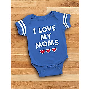 Gay Pride Month I Love My Moms LGBTQ Equality Rainbow Baby Boy Girl Outfits 6M Blue