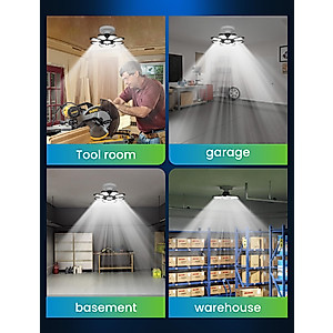 Craftersmark LED Garage Lights 250W - 6500K Garage Lights Ceiling LED, 25000LM Deformable LED Garage Lighting Fixture, Shop Lights for Garage, Basement, Barn, High Bay Light