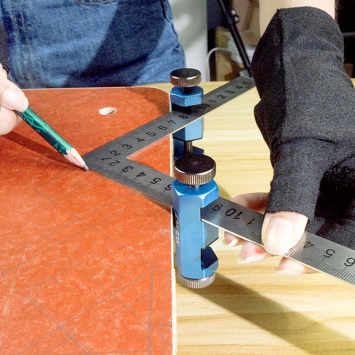 New Tall Stair Gauges, NICENICY Framing Square Stops with Holder, 2 Clamps and Screws, Stair Stringer Layout Tool for Carpentry, Stair Gauges Knobs Tool for Circular Saw