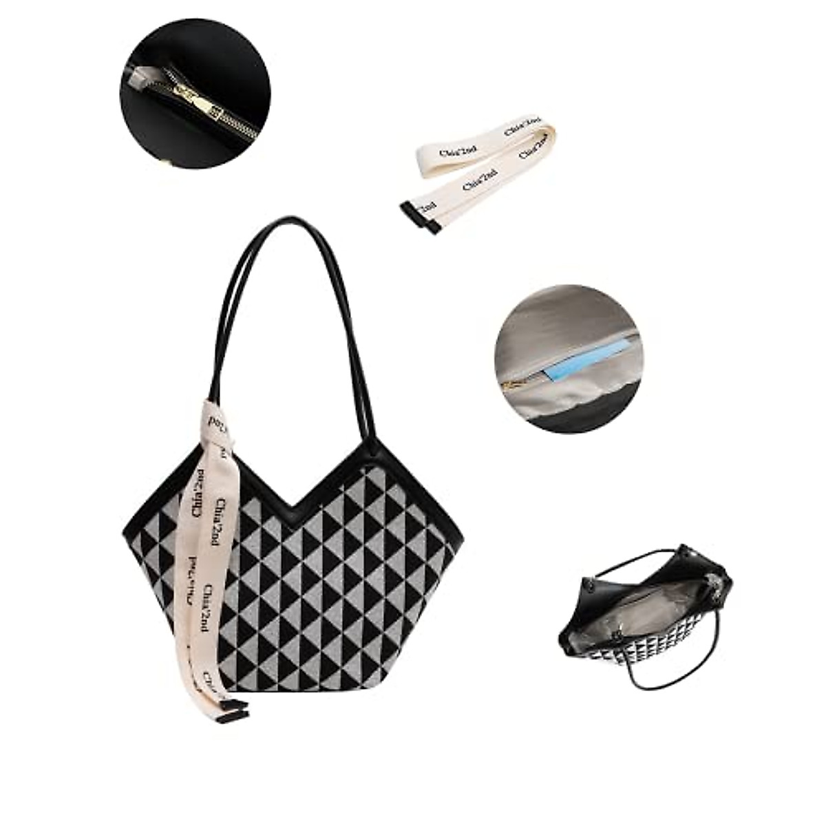 The Quilted Tote Bag Womens Purses and Handbags Top Handle Handbags for Ladies Satchel Handbags for Women(Black6)