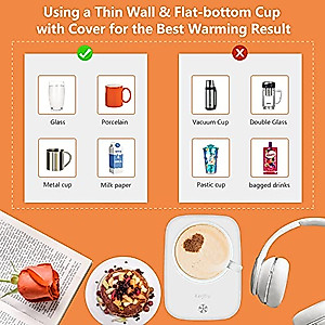 Kerjthu Coffee Mug Warmer, Smart Cup Warmer for Desk with Gravity-Induction & 3-Temperature Control, White Beverage Warmer for Coffee, Tea, Milk, Tea Warmer Gift for Mother, Father