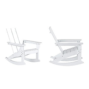 WO Home Furniture Adirondack Rocking Chair Set of 2 PCS Patio All-Weather and UV Protection for Any Outdoor Spaces (White)