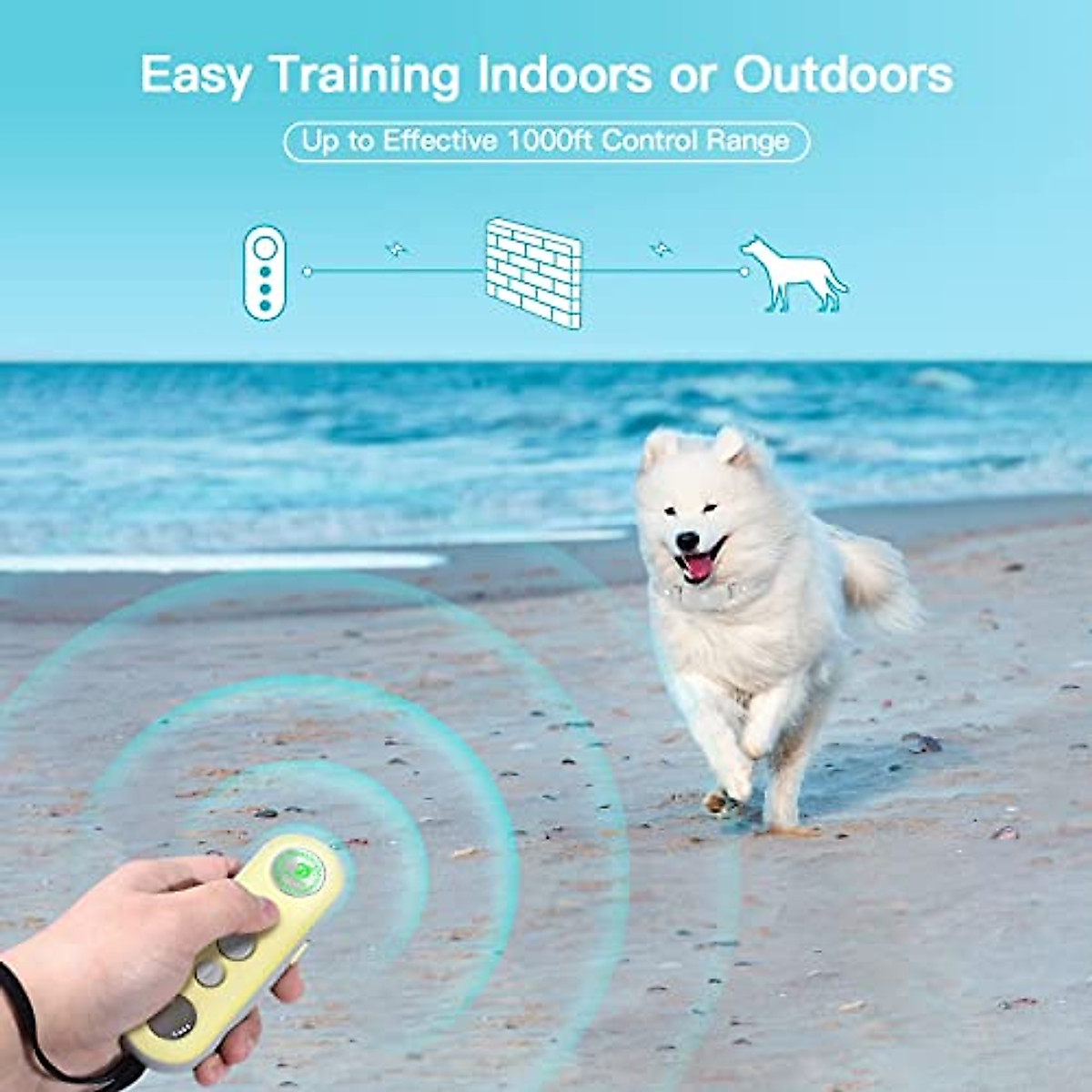 Bousnic Dog Shock Collar with Remote - for Large Medium Small Dogs (10-120lbs) Dog Training Collar Rechargeable Waterproof with 3 Humane Modes and 1000ft Control Range