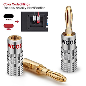 WGGE WG-009 Banana Plugs Audio Jack Connector 12 Pairs / 24 pcs, 24k Gold Dual Screw Lock Speaker Connector for Speaker Wire, Wall Plate, Home Theater, Audio/Video Receiver and Sound Systems…