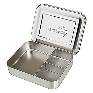 LunchBots Large Trio Stainless Steel Lunch Container -Three Section Design for Sandwich and Two Sides - Metal Bento Lunch Box - Eco-Friendly - Stainless Lid - Staineless Steel