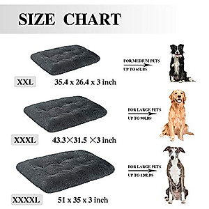 OXS Dog Bed Long Plush Pet Bed, Comfortable Faux Fur Washable Crate Mat for Jumbo Large Medium Dogs with Anti-Slip Backing