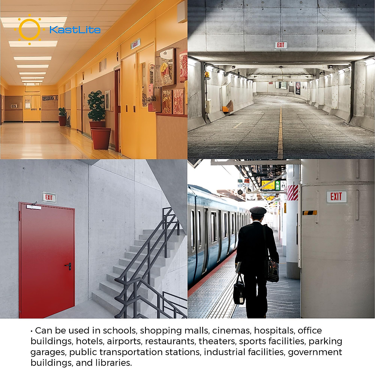 KastLite Clear Polycarbonate Emergency Exit Sign Cage - Protective Non Wire Guard Cover for Lighted Signs - Wall & Ceiling Light Damage Stopper - Outdoor Business & Home Lighting Protector (Clear, BG-1 22" x 15")