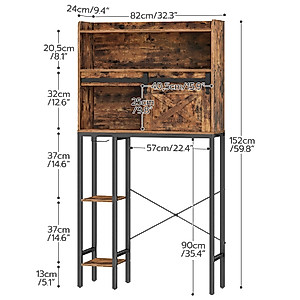 HOOBRO Over The Toilet Storage Cabinet, Bathroom Organizer Stand with Toilet Paper Holder, Space-Saving Toilet Storage Rack, Sliding Barn Door, Rustic Brown and Black BF82TS01