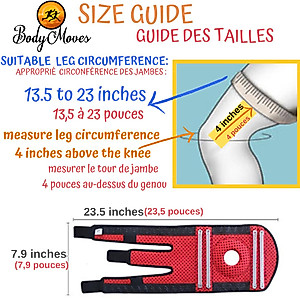 BodyMoves Kid's Knee Brace Support Plus Hot and Cold Ice gel Pack for stabilizing patella meniscus tear ligament injury prevention (SPORTY BLACK)