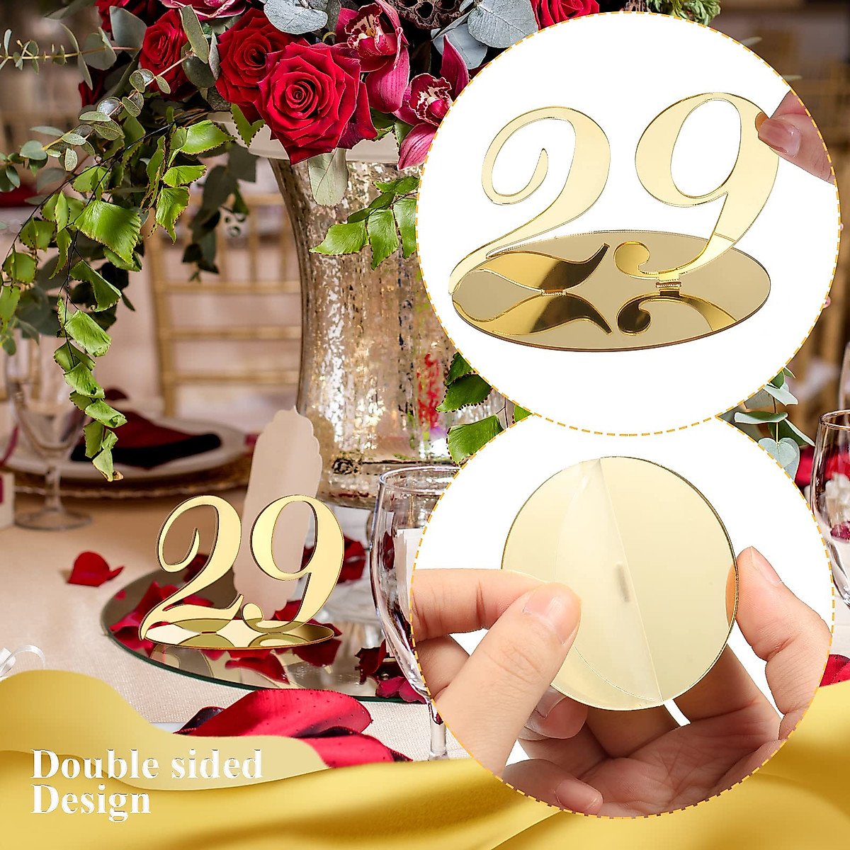 30 Pcs Table Numbers Gold Wedding Table Numbers for Reception Acrylic Banquets Table Numbers with Stand Holder Elegant Mirror Table Numbers for Wedding Party Birthday Anniversary Event Catering Decor