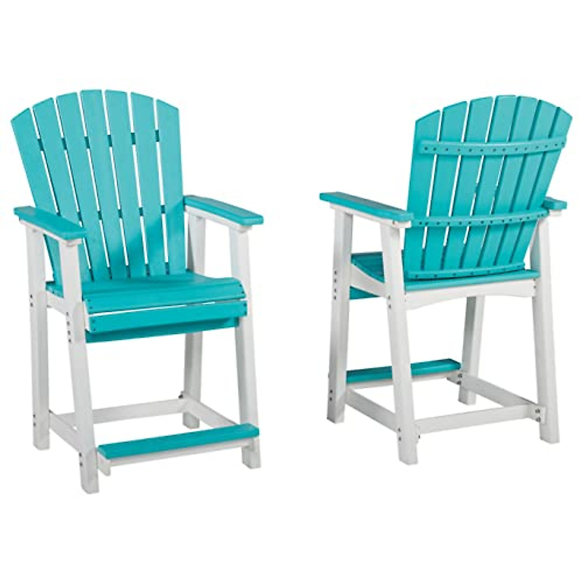Signature Design by Ashley Outdoor Eisely HDPE Patio Barstool, 2 Count, Turquoise