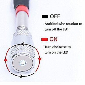 Magnetic Telescoping Pick Up Tool, Preciva Magnetic Picking Tool with LED Flashlight Retriever Wand 19.5 to 68 CM Telescopic Magnet Stick(ONE PACK)