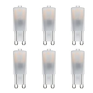 Makergroup 2.5W G9 LED Light Bulb, 20W 25W G9 Halogen Lamp Replacement Warm White 2700K 3000K Color for Chandelier Pendant Lights Wall Sconce Lights 120V Not Dimmable 6-Pack