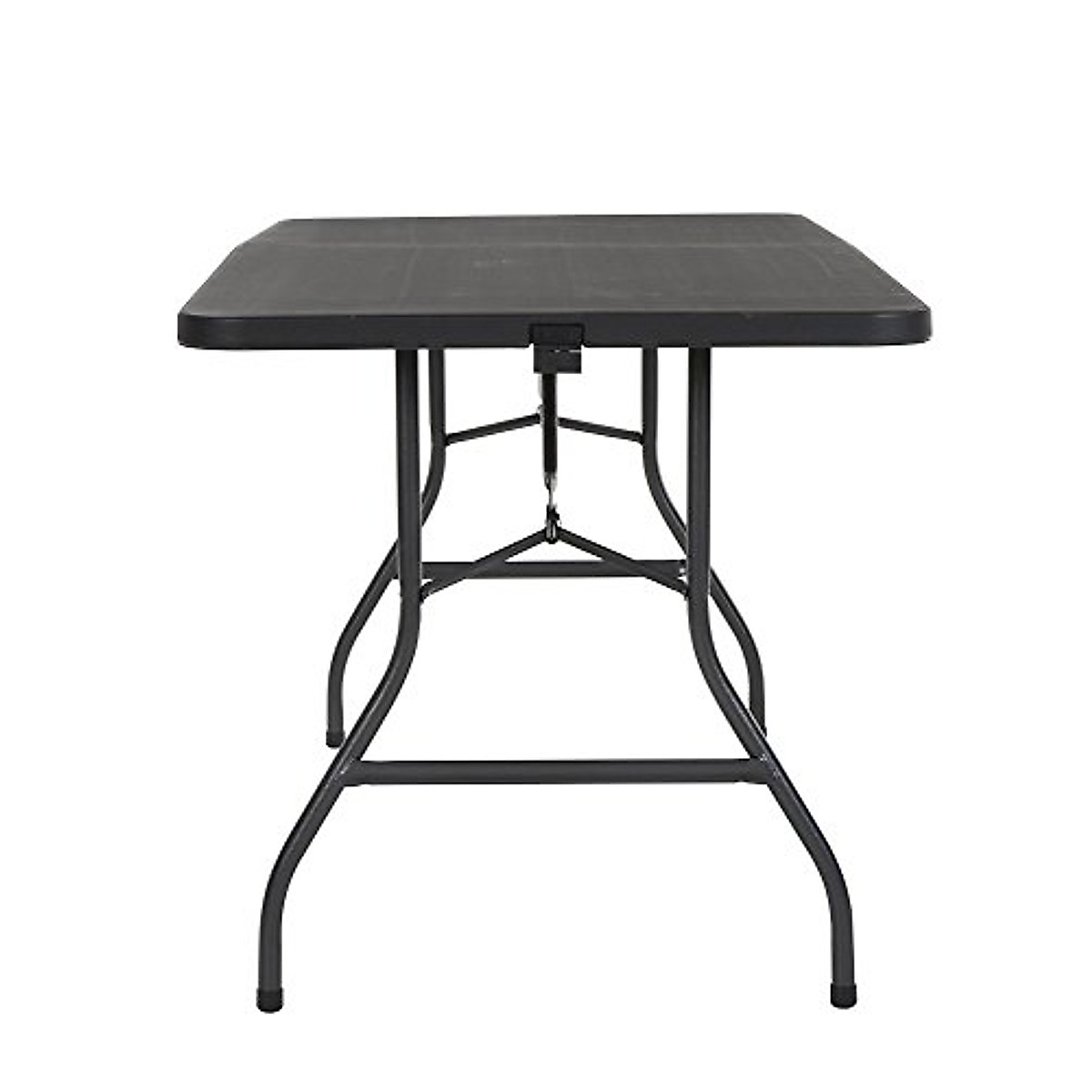 CoscoProducts Deluxe 6 foot x 30 inch Fold-in-Half Blow Molded Folding Table, Black
