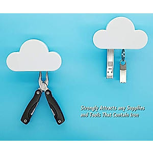 White Cloud Magnetic Key Holder for Wall, Creative and Unique Ornament, Strong Magnetic Force Can Hang Multiple Keys and Keychain, Easy to Install and Convenient to Use. (White)