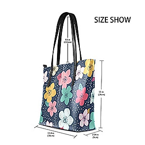 Colorful Floral And Dot Handbags Shoulder Bags Leather Crossbody Handbag for Women Tote Satchel