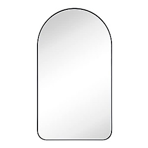 VANA NALA Matt Black Arched Recessed Bathroom Medicine Cabinet with Mirror Metal Framed Arch Vanity Cabinet with Mirros for Wall 16x28.5''