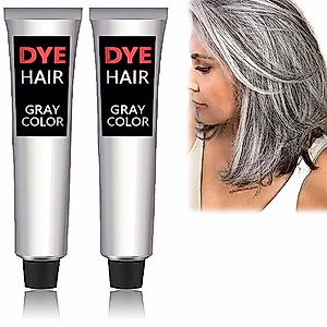 2023 NEW Silver Gray Natural Hair Dye Cream, Silver Gray Hair Dye, Silver Hair Color, Lushadows Silver Hair Dye, Unisex Fashion Dye for All Hair Types (2 PCS)