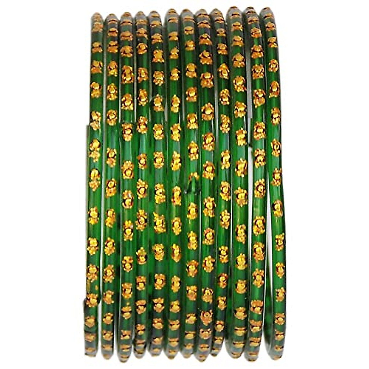 JD'Z COLLECTION Glass Bangles For Women, Indian Traditional Jewelry Glass Bangles Set for Ethnic Daily Wear, Bollywood Bridal Bangles for Indian Marriage (Set of 12-2.8) - Green