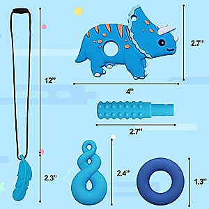 Chew Necklaces for Sensory Kids, 5 Pack Chewy Necklace Sensory for Boys and Girls with ADHD, SPD, Autism, Silicone Autism Sensory Products for Adult Reduce Chewing Anxiety Fidget