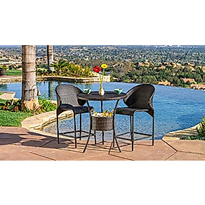 Christopher Knight Home CKH Outdoor Wicker Bistro Bar Set with Ice Pail, 5-Pcs Set, Multibrown