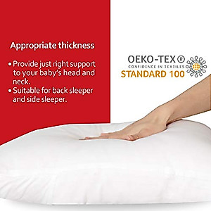 Moonsea Toddler Pillow with Cotton Pillowcase 2 Pack White, Small Pillows for Sleeping Ultra Soft, 13 x 18 Inches Kids Pillows for Sleeping Fits Toddler Bed/Baby Crib/Cot