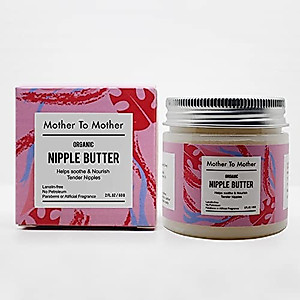 Organic Nipple Butter Breastfeeding Cream by Mother To Mother | Lanolin-Free, Safe for Nursing & Dry Skin, Non-GMO Project Verified, 2 FL oz, White, 2 Ounce