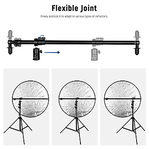NEEWER Extendable Reflector Holder Arm with 6.6'/2m Stand & Bag, Photo Studio Telescopic 27.9” to 47.2” Boom Arm 360° Swivel Reflector Bracket for Product, Portrait, Studio & Outdoor Photography
