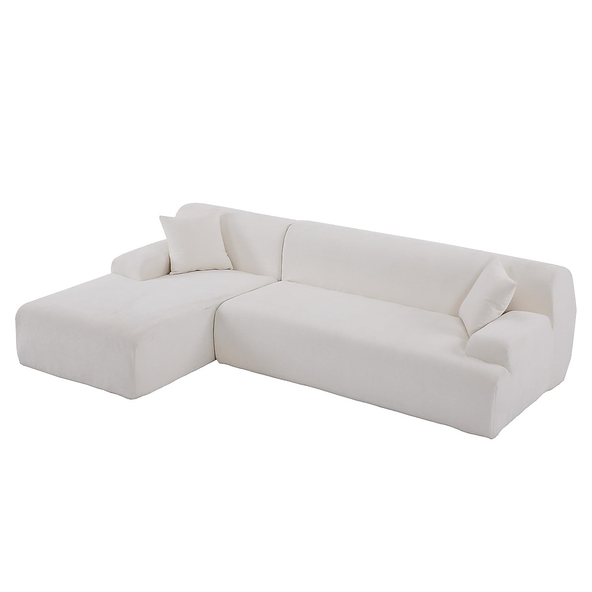 Yoglad Minimalist Style Modern L Shape Sectional Sofa Set, 3 Seat Upholstered Cloud Couch with Chaise Lounge - for Living Room,Bedroom,Apartment(Chenille Cream)