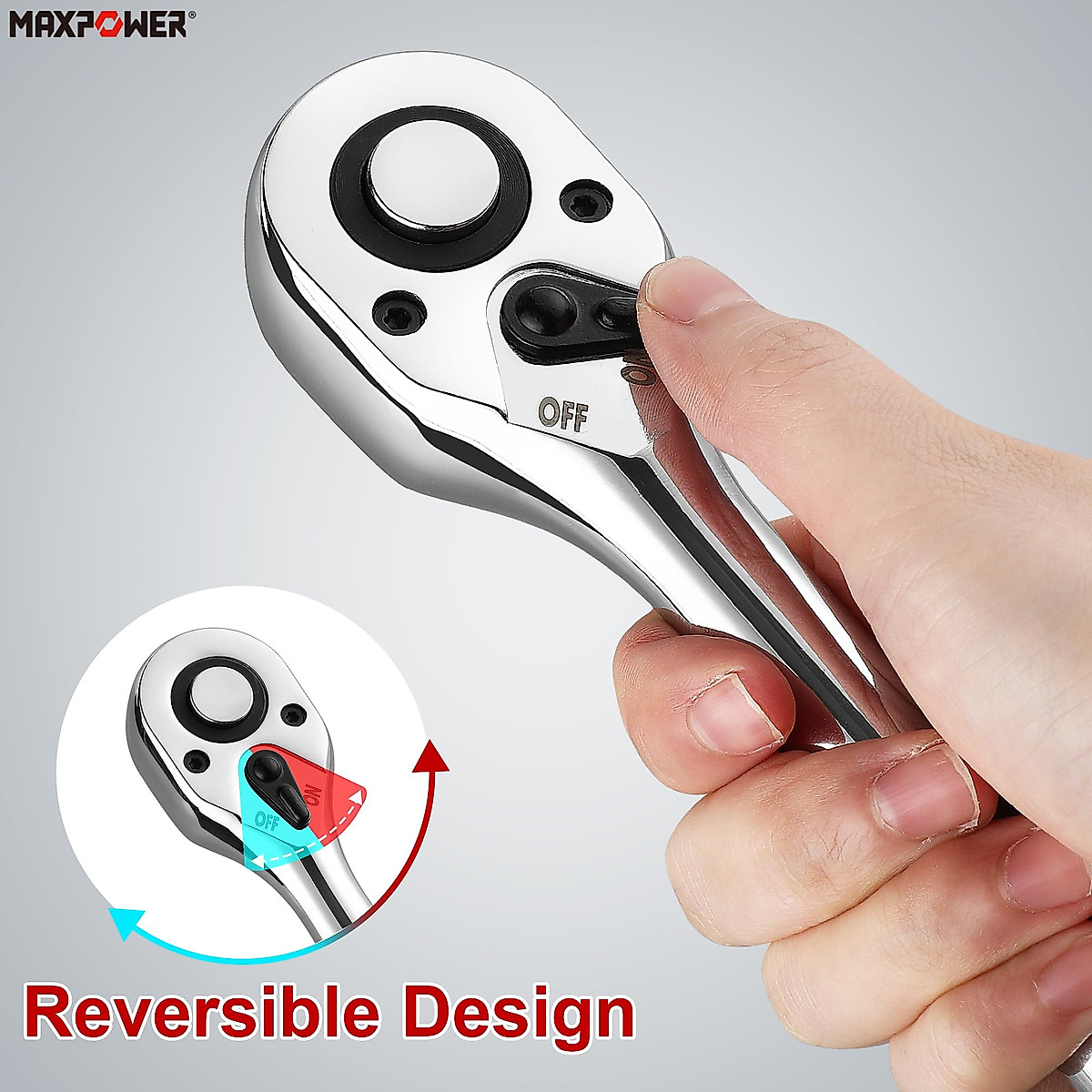 MAXPOWER 1/2-Inch Drive Extendable Ratchet Wrench, 1/2 Inch Drive Ratchet Socket Wrench, Quick Release 72-Tooth Reversible Ratcheting Feature(17 1/8" - 22 5/8" Length)