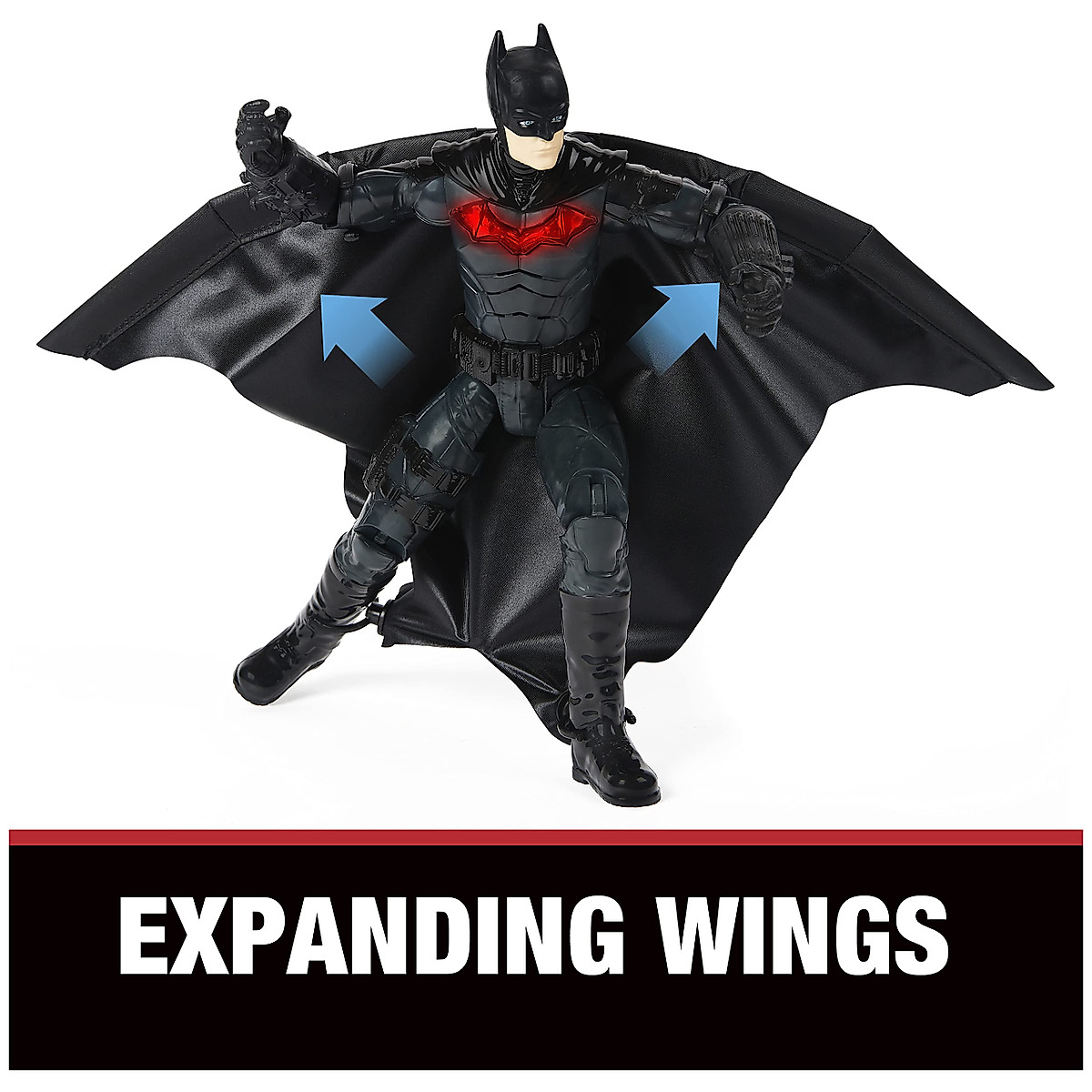 DC Comics, Batman 12-inch Wingsuit Action Figure with Lights and Phrases, Expanding Wings, The Batman Movie Collectible Kids Toys for Boys and Girls Ages 3 and up