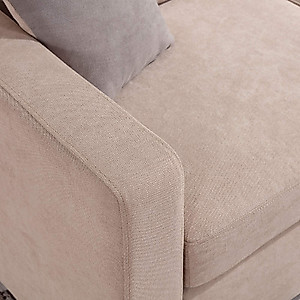 HONBAY L Shaped Couch with Linen Fabric,Convertible, Reversible Sectional Sofa for Small Space, Dark Beige