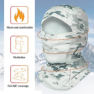 Fleece Lined Thicker Balaclava Ski Mask, Winter Warm Camo Face Mask for Men Women, Windproof Neck Gaiter Motorcycle Cycling