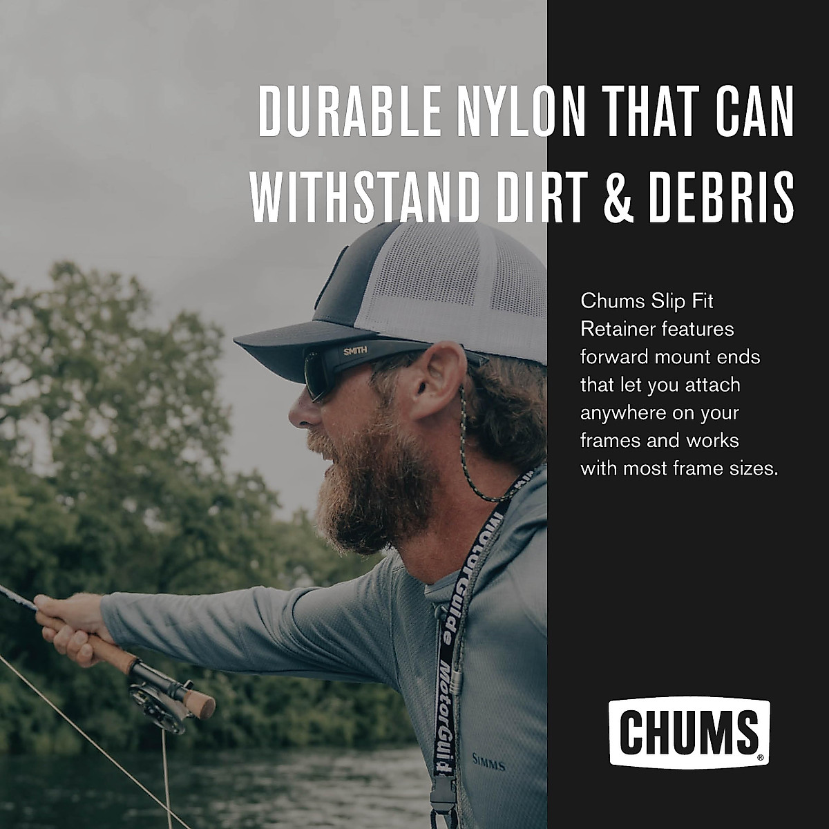 Chums Slip Fit 3mm Rope Eyewear Retainer, Black