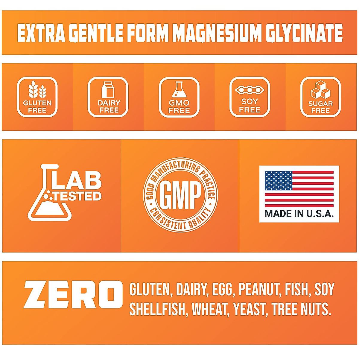 ZYY Pure Magnesium Glycinate Capsules 1000mg Maximum Strength, Chelated for High Absorption Magnesium Supplement for Sleep, Muscle, Brain, Bone and Heart Health, 3rd Party Tested, 180 Capsules