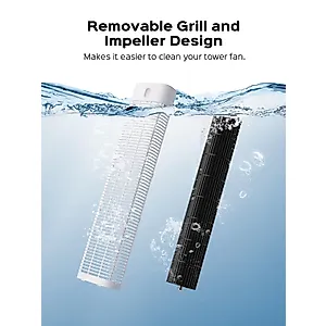 Ezify Tower Fan for Bedroom 40 Inch, 25ft/s Velocity Floor Fan, 30dB Quiet Standing Fan, 90° Oscillating Fan, 6 Speeds, 4 Modes, 12H Timer, Cooling Fan with Remote for Home Living Room Office, White