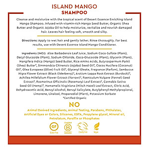 Desert Essence Island Mango Shampoo & Conditioner Bundle - 8 Fl Ounce - Enriching - Shea Butter - Jojoba Oil - Smooth & Silky - Soft & Healthy