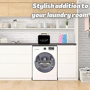 M.C.S. Modern Farmhouse Metal Laundry Bin, Dryer Sheet Holder Laundry Detergent Dispenser with Lid and Scoop for Laundry Room Decor and Space Saving Laundry Room Organization and Storage