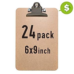 HIGH CAPACITY clip - Mini Clipboards 6'' x 9'' [ 24 Pack ] - Solid made Memo Size hardboards A5 | Perfect for Office, School or Business