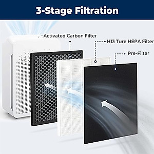 [Upgraded] C545 Replacement Filter S compatible with Winix C545 Air Purifier, 2 True HEPA/Activated Carbon Combo Filters + 4 Carbon Pre-Filter - Part# 1712-0096-00, 2522-0058-00