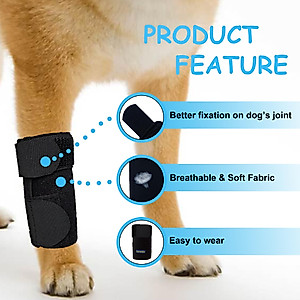 GenetGo Dog Canine Front Leg Brace Paw Compression Sleeve Joint Wraps - Protects Wounds Stop Licking & Prevents Injuries, Sprains Helps with Loss of Stability from Arthritis - Medium
