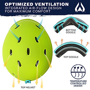 Wildhorn Spire Combo Pack Ski Helmet Kids- Snowboard Helmet with Goggles for Toddlers, Boys, & Girls - US Ski Team Official Supplier - Snowboarding Helmet for Kids