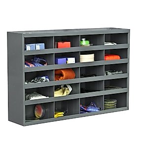 Durham 394-95 Gray Cold Rolled Steel 20 Opening Bin, 33-3/4" Width x 22-1/4" Height x 8-1/2" Depth