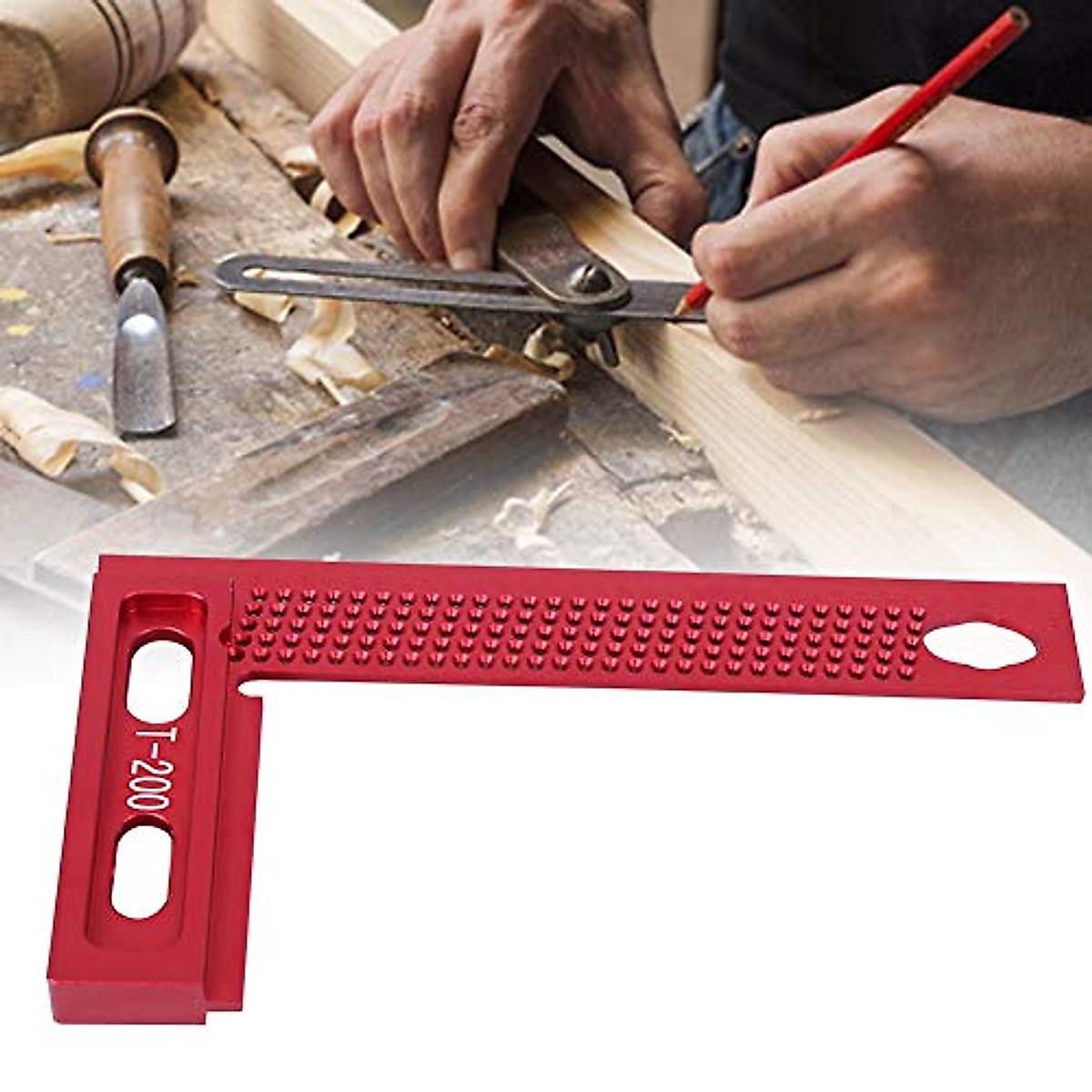 T-200 Woodworking Ruler L Square Ruler Aluminum Alloy Hole Ruler Measuring Tool Wear-Resistant Rust-Proof Portable Crossed-Out Tool Carpenter Scriber Marking Tool